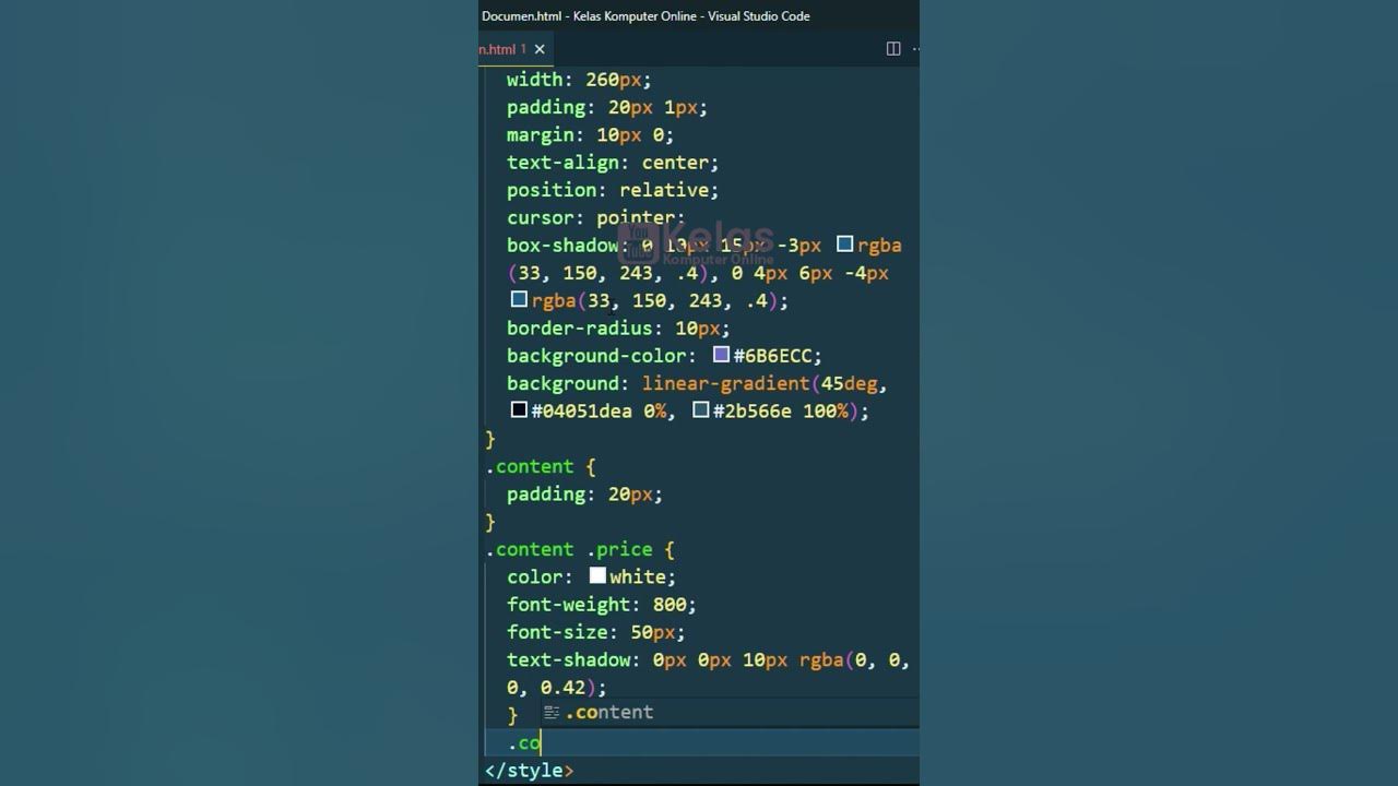 Membuat Card Pada Html Css Cssproperty Htmlcss Kelaskomputeronline Youtube