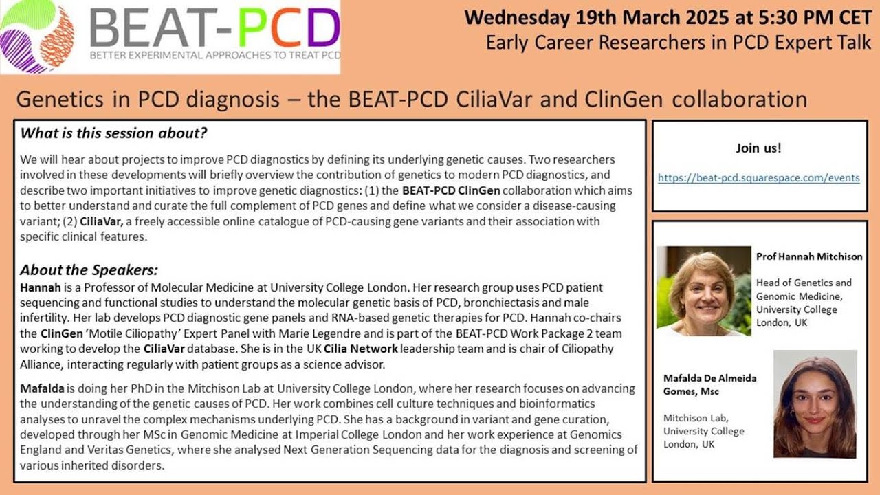 Early career researchers in PCD expert talk “Genetics in PCD diagnosis ...