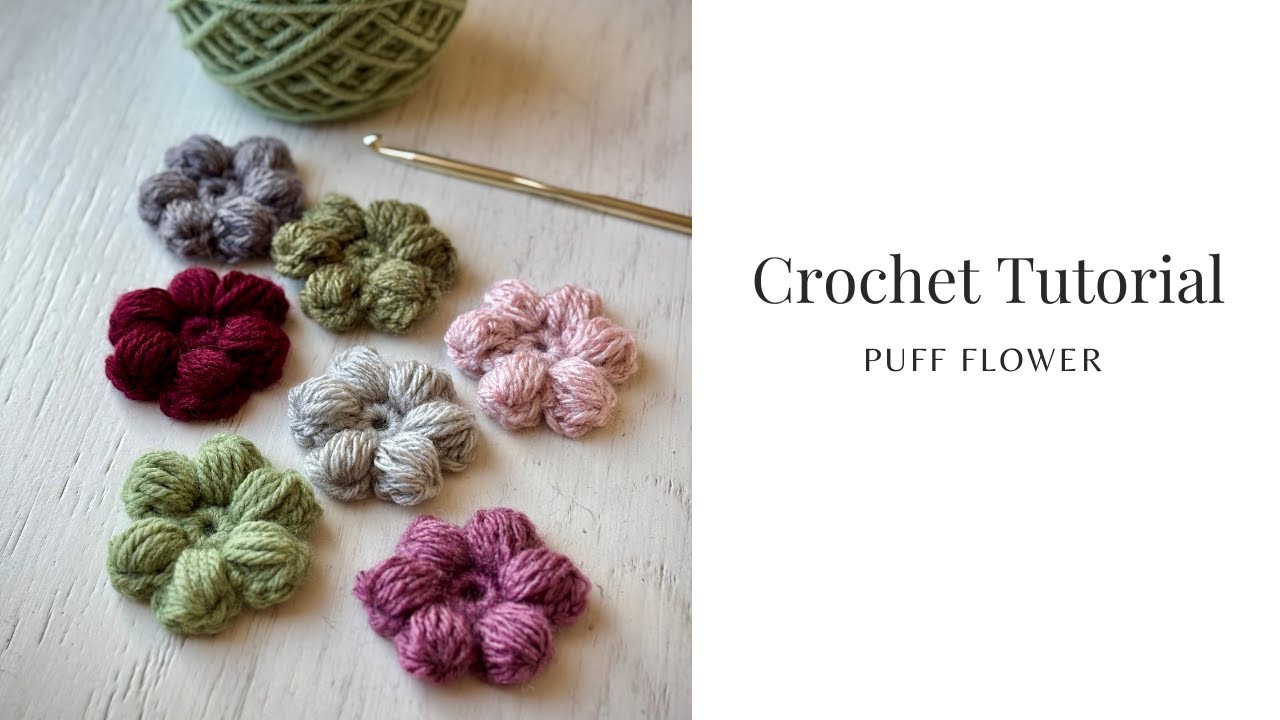 Crochet Puff Flower Tutorial - YouTube