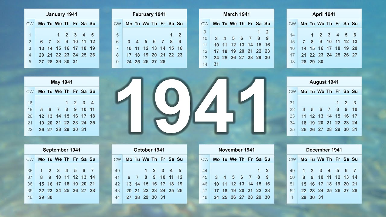 Calendar 1941 - YouTube