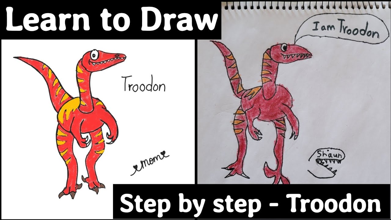 How to draw dinosaur | Troodon | Step by step | Easy drawing | drawing ...
