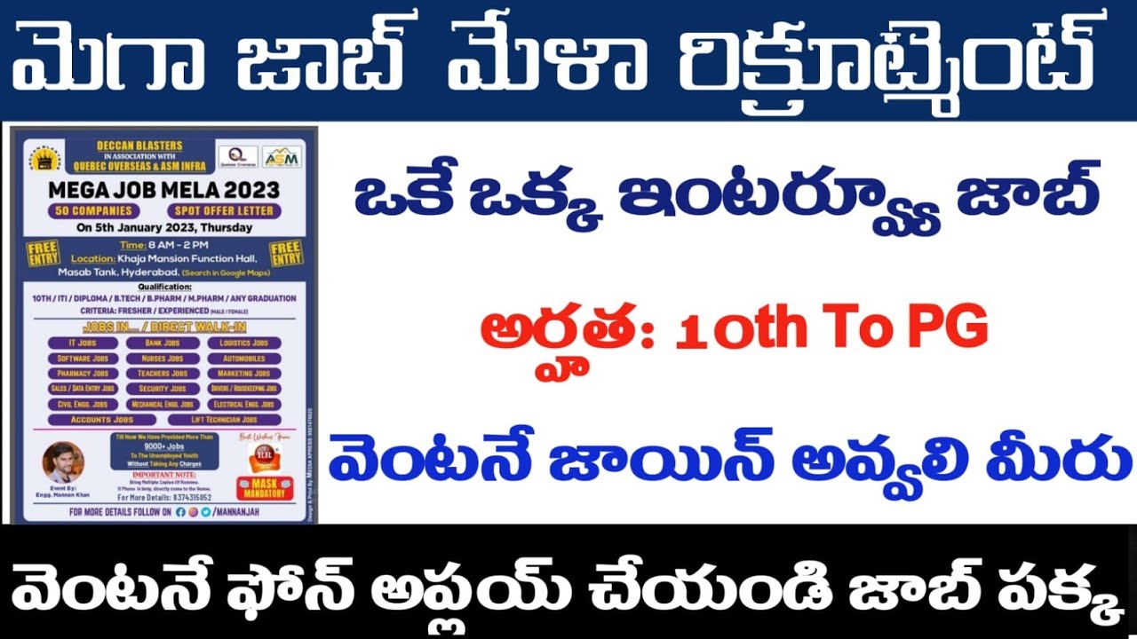 Mega Job Mela Drive Notification 2023 In Telugu | AP Mega Job Mela ...