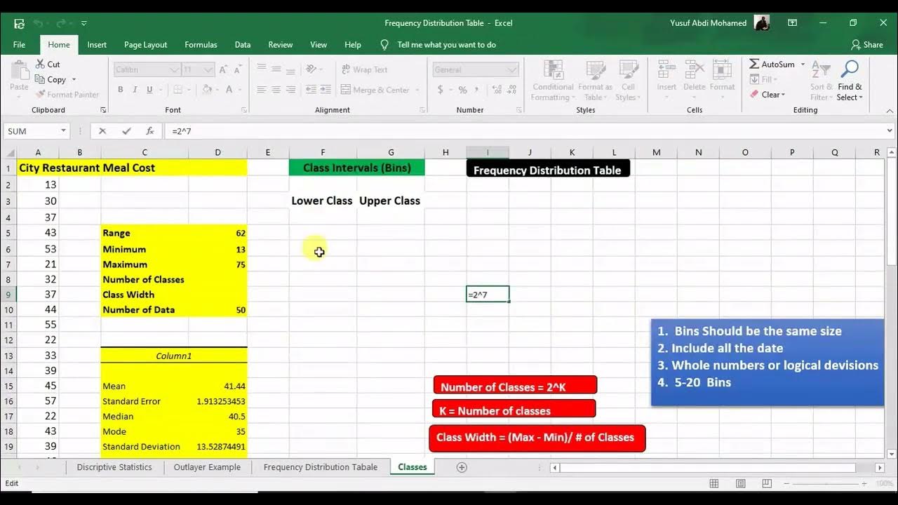 How to Form Class Intervals Using Excel (Somali Language) - YouTube