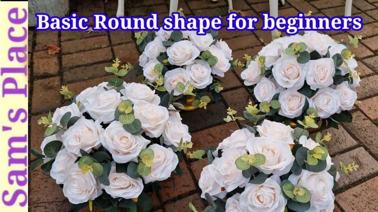 Round Style Basic Artificial Flowers Arrangement For Beginners - YouTube