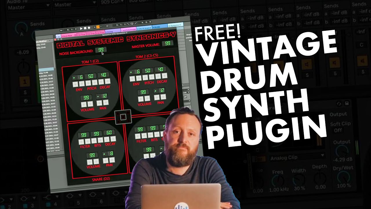 Making an Electro Track with Free Vintage Analog Drum synth Plugin Synsonics-V - YouTube