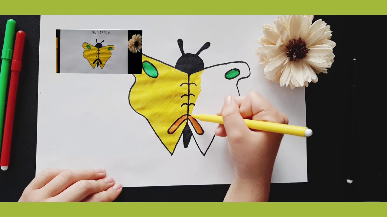 Learn draw a butterfly with W/Invata sa desenezi un fluture din litera ...