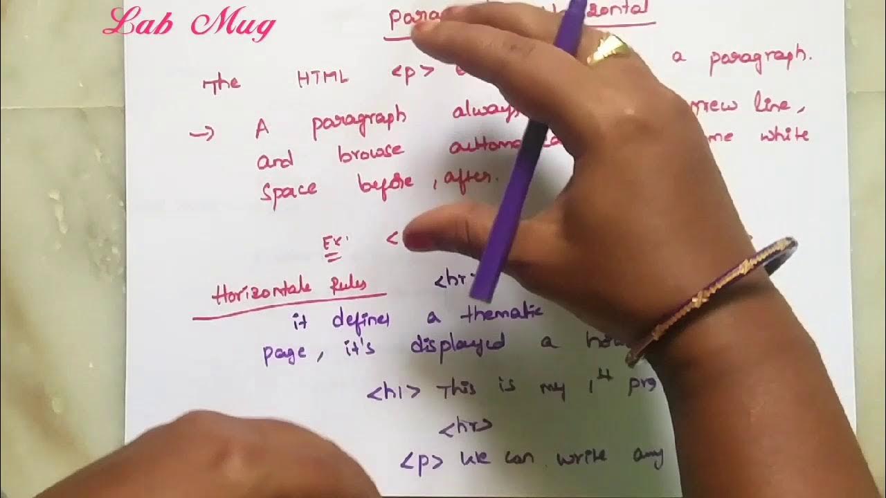 Paragraph tag and horizontal tag with practical || 5 ||HTML in telugu ...