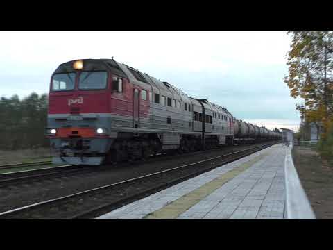 Низкий звук дизеля: 2ТЭ116УД-024 с цистернами Трансойл - YouTube