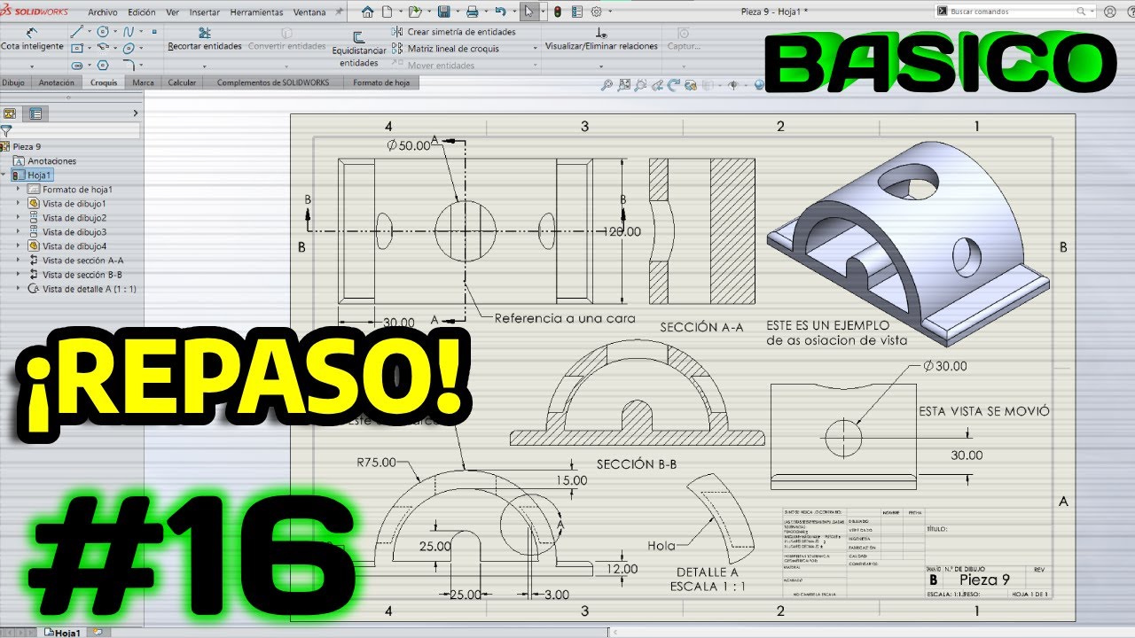 ¡Vistas de DETALLE y FORMATO de Hoja! 😎⚙️ | Curso BASICO SolidWorks #16 ...
