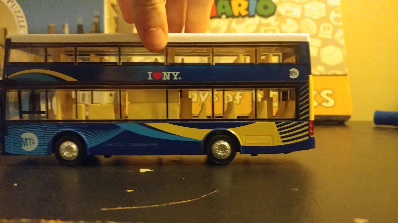 Mta nyc blue double decker bus - YouTube