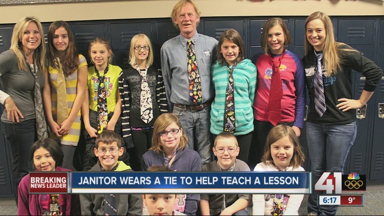 Middle school custodian wears ties every day as learning tool for ...