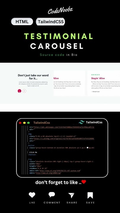 Testimonials Carousel Using Html And Tailwindcss Coder Coding Shorts Htmlcss Youtube