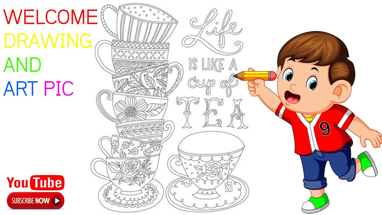 HOW TO DRAW-CUTE CUP-FAMILY CUP-TEA CUP-EASILY|DRAWING AND ART PIC ...