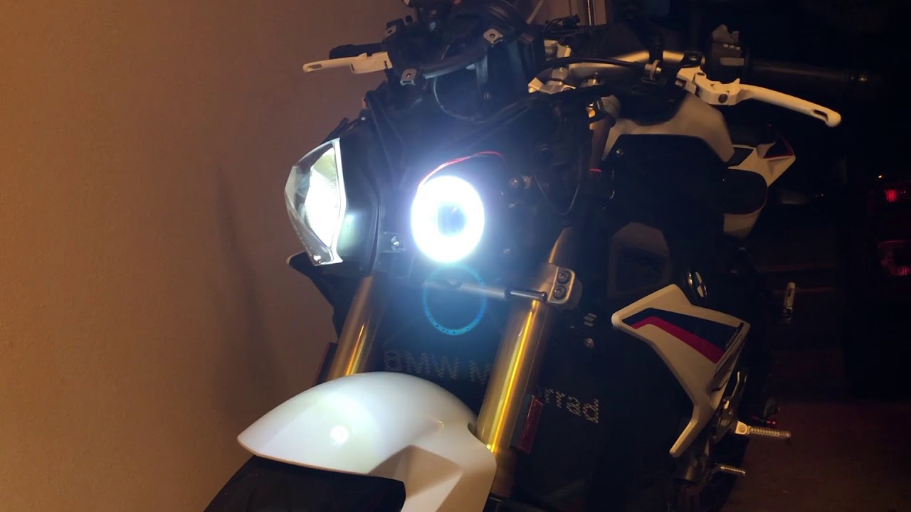 BMW S1000R Angel Eye install - YouTube