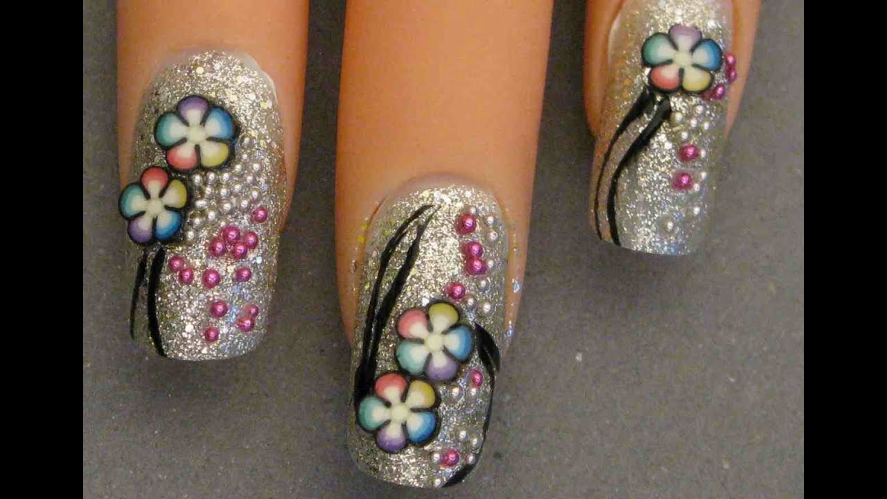 Rainbow Fimo Flowers - Nail Art Tutorial - YouTube
