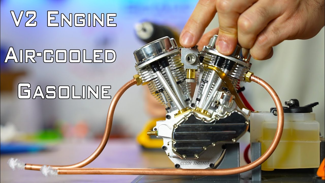 V2 Engine Four-stroke Air-cooled Motorcycle RC Gasoline Engine | Scale ...