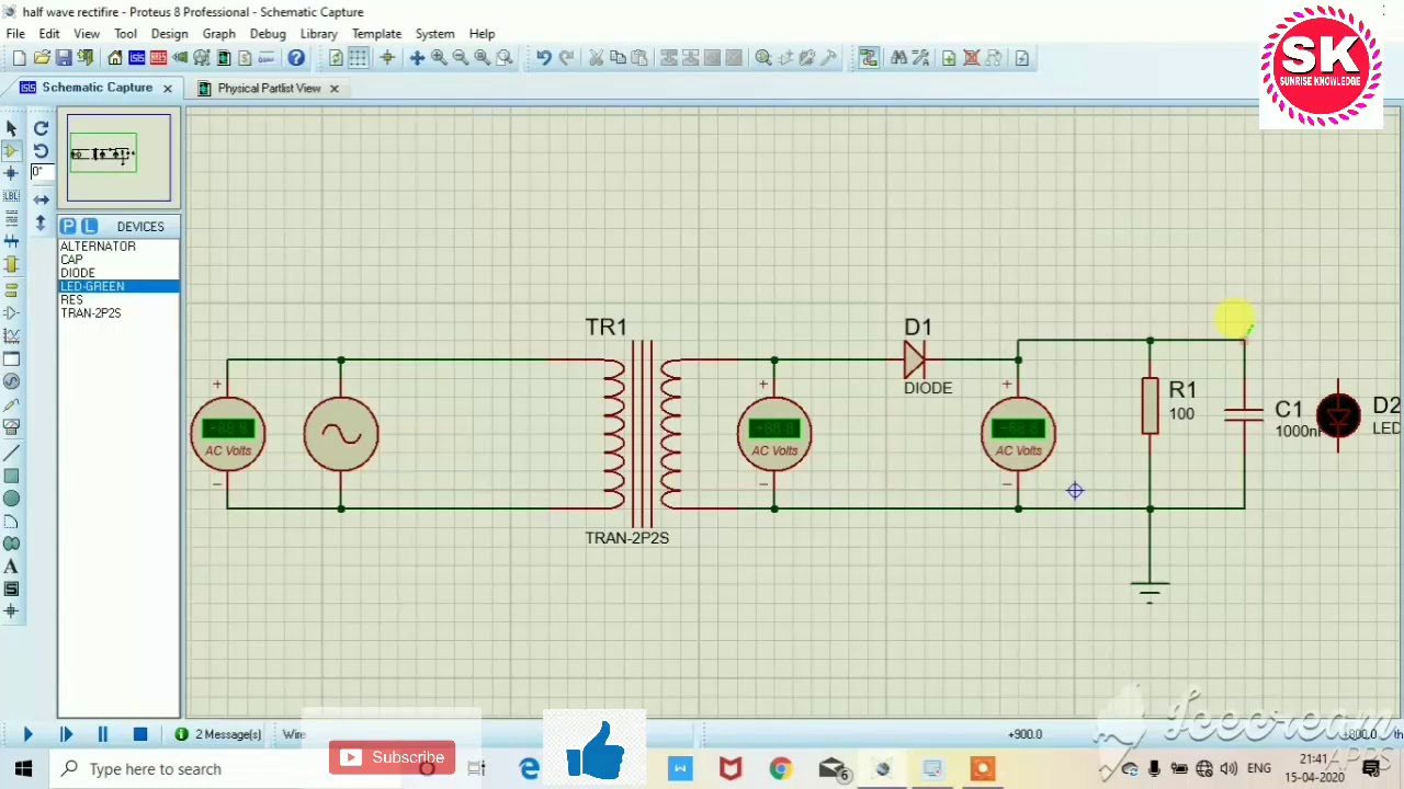 PROTEUS TUTORIAL for beginners in Hindi part4| Half wave rectifier on ...