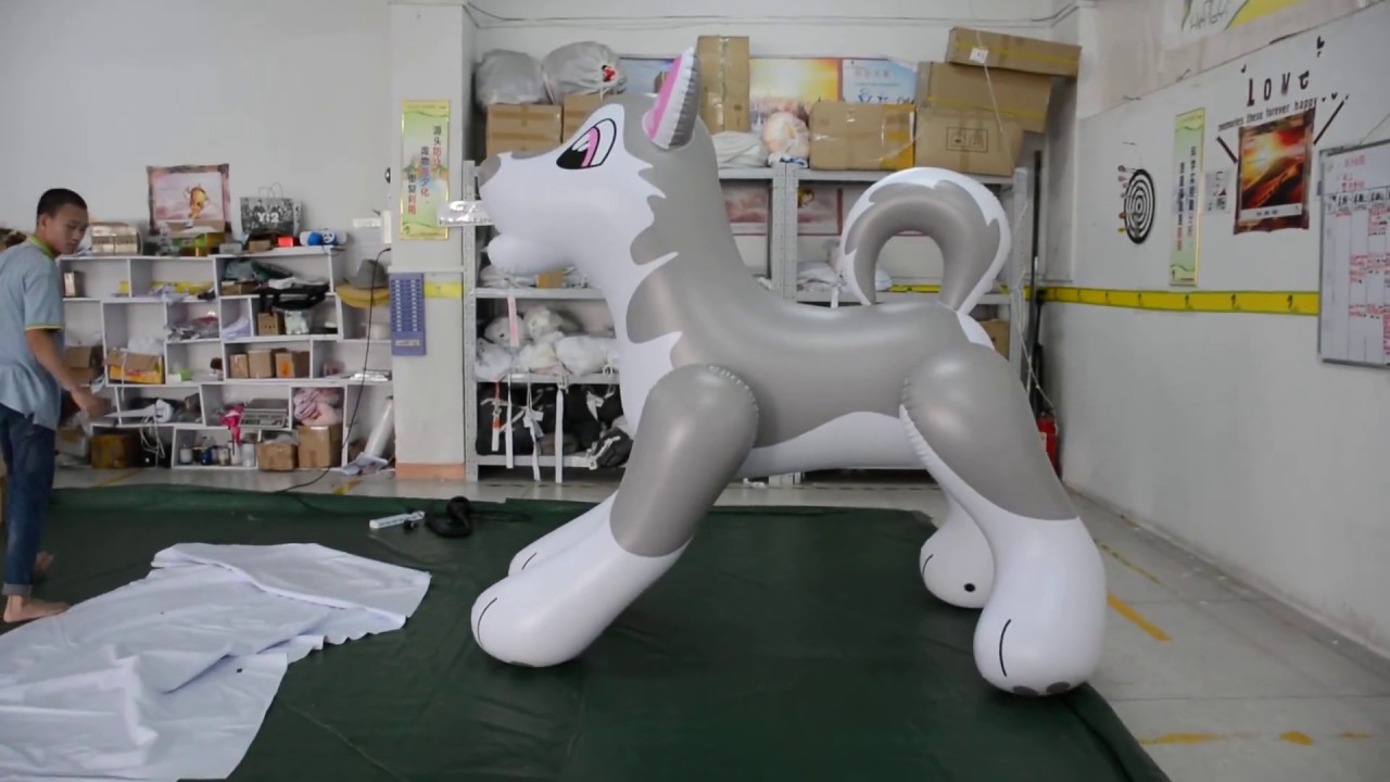 PVC inflatable husky with sph hole - YouTube