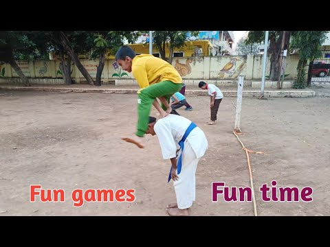 Fun games | school fun races | Jumping over the partners back game ...