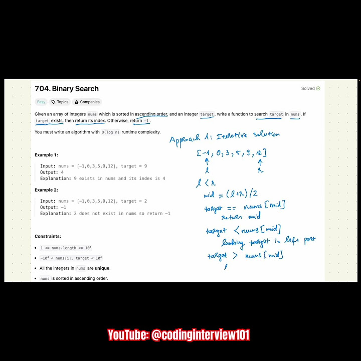 2 Cách Giải Binary Search Shorts Shortstrending Programming Python Leetcode Youtube