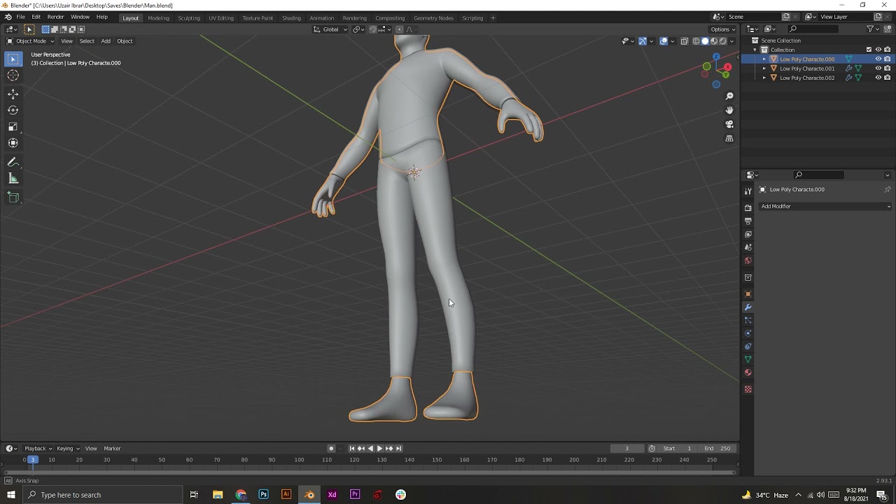 How to make clothes of a low poly man In blender 2.9 - YouTube