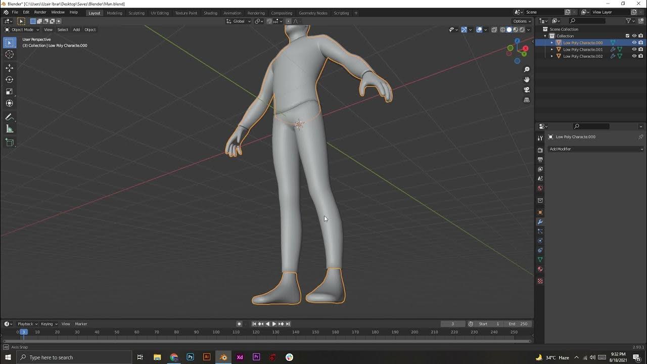 How to make clothes of a low poly man In blender 2.9 - YouTube