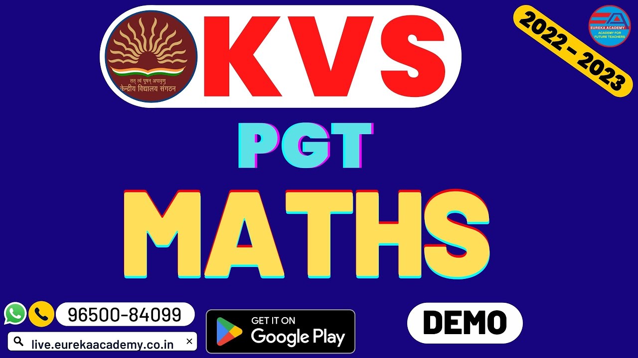 KVS PGT MATHS (DEMO) CLASS-1 (BY A.K. SIR) kvs pgt maths || EUREKA ...
