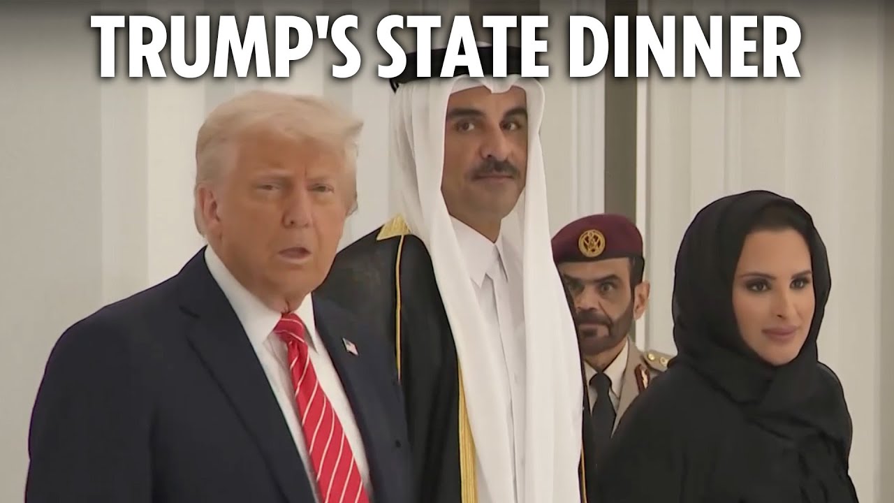 LIVE: Trump attends Qatari state dinner after landing in Doha - YouTube