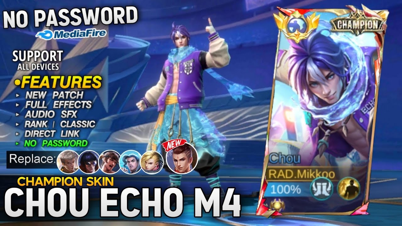 New!! Script Skin Chou Champion - Echo M4 - Full Effects & Audio - No Password - YouTube
