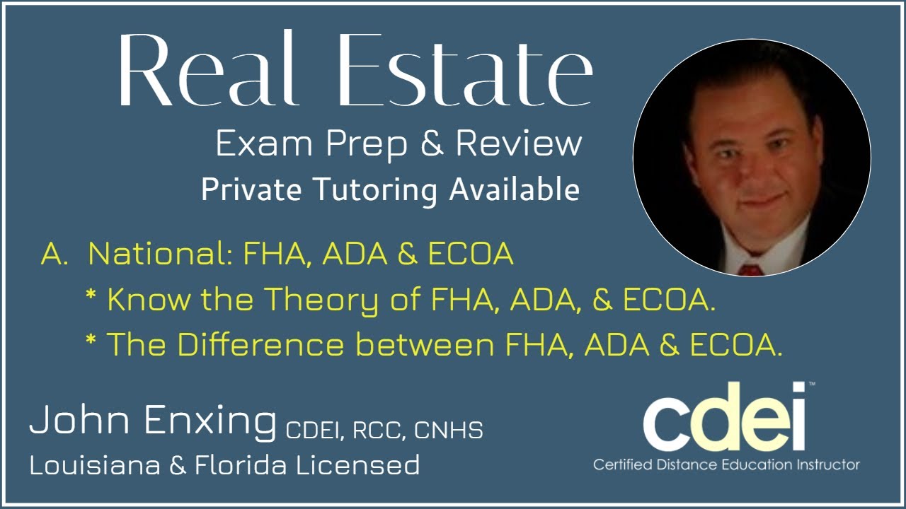 Real Estate Exam Prep National FHA, ADA & ECOA - YouTube