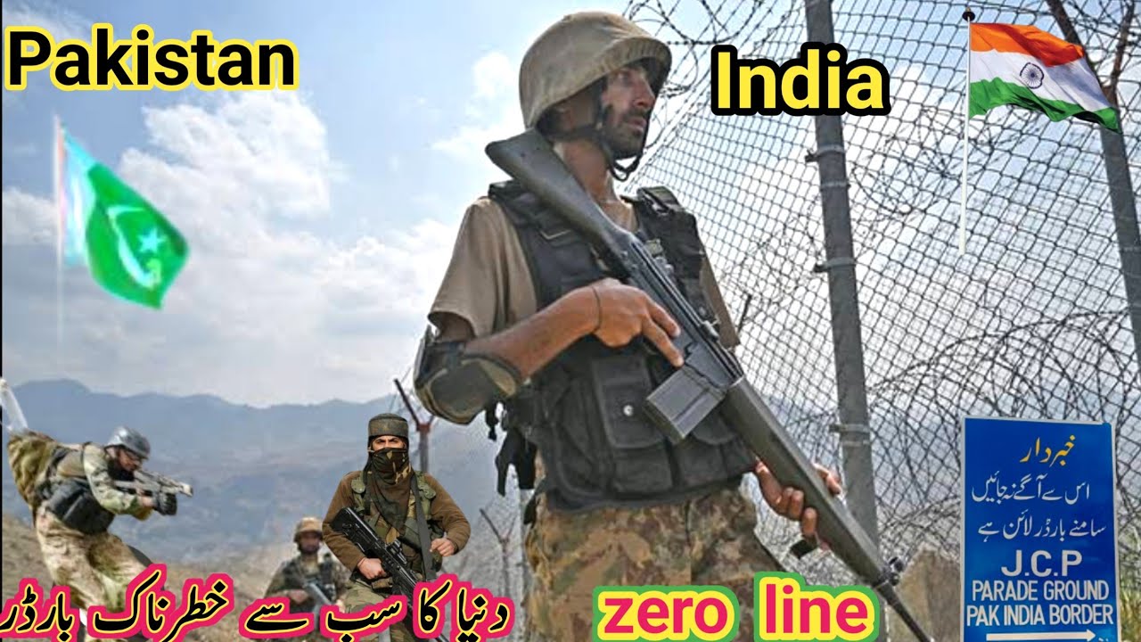 Pakistan india border zero line/very dangerous border line/pak village ...