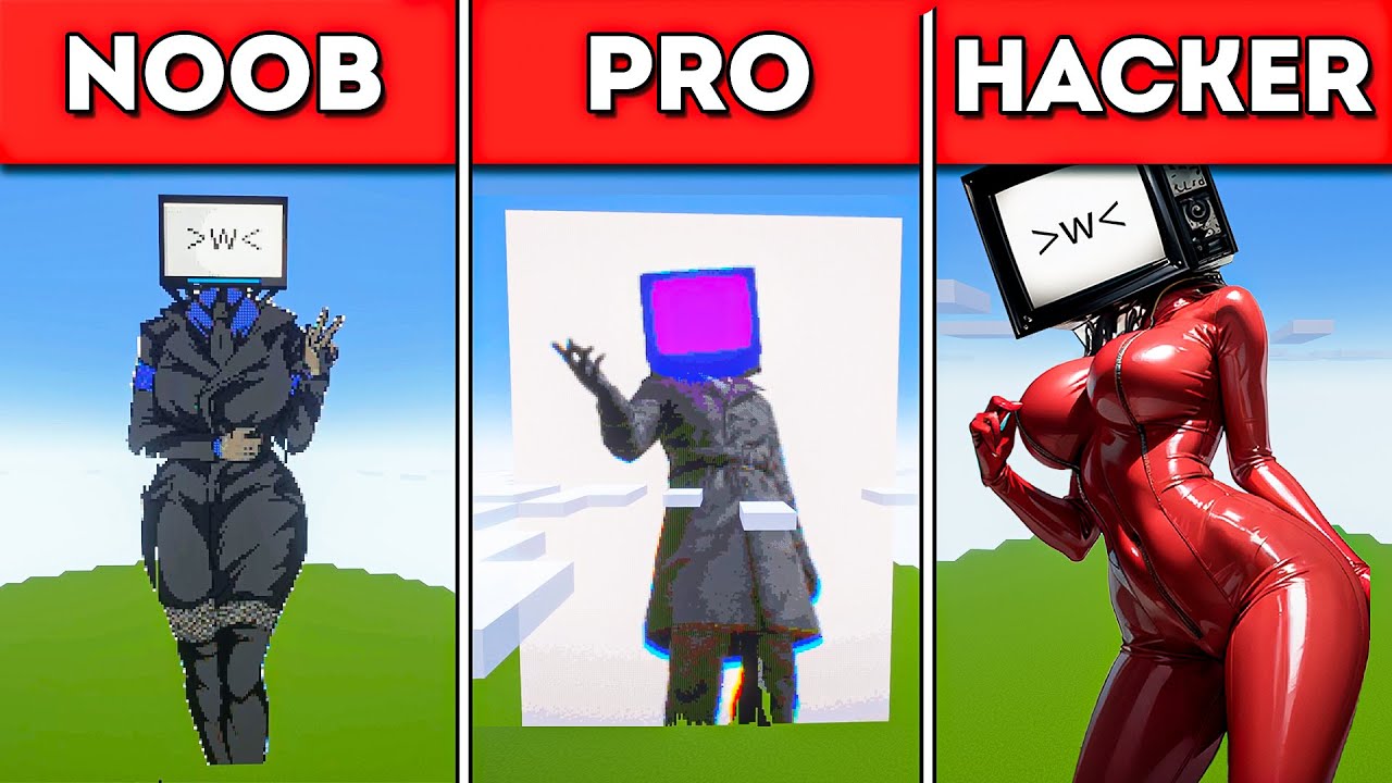TV Woman and TV Man PIXEL ART In Minecraft: Noob, Pro, HACKER! Skibidi toilet Pixel Art #1 - YouTube