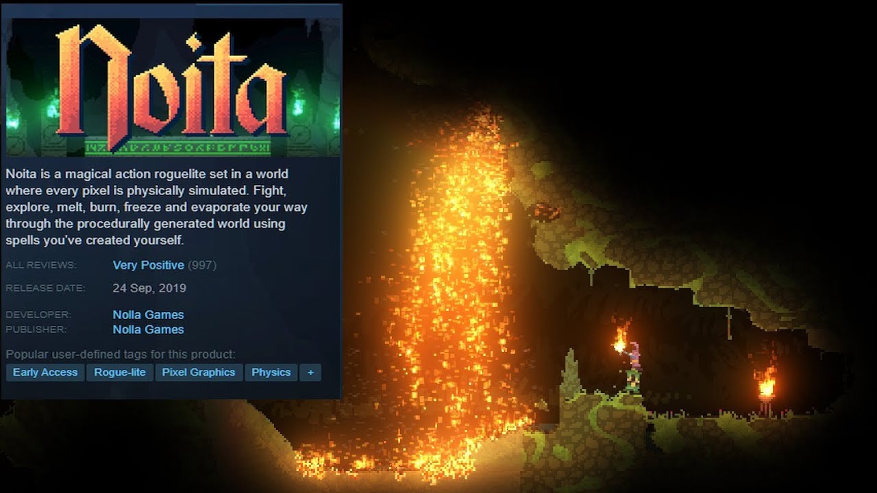 + Noita + GAMEPLAY / Review + Great Pixel Art Rogue Lite Indie ...