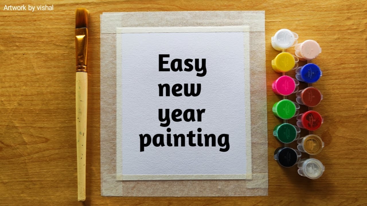 easy new year painting for beginners, happy new year, watercolor ...
