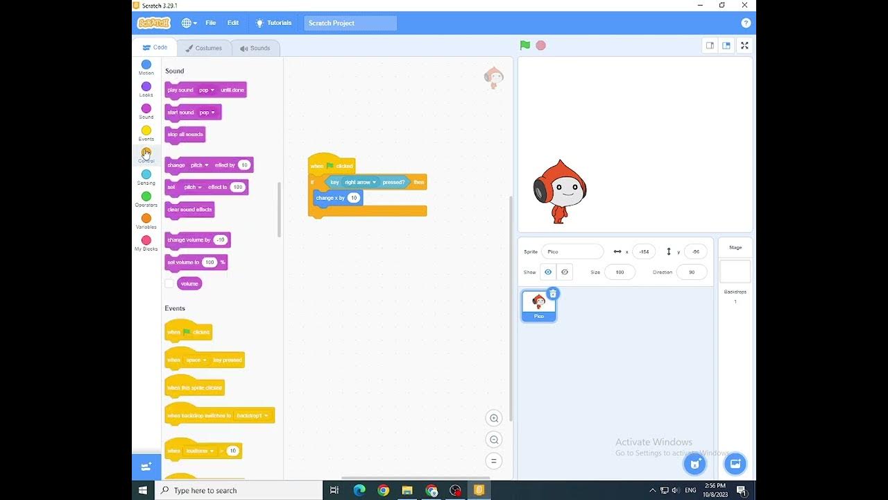 How to make the Sprite move in Scratch | For Class 8th Computer Science ...