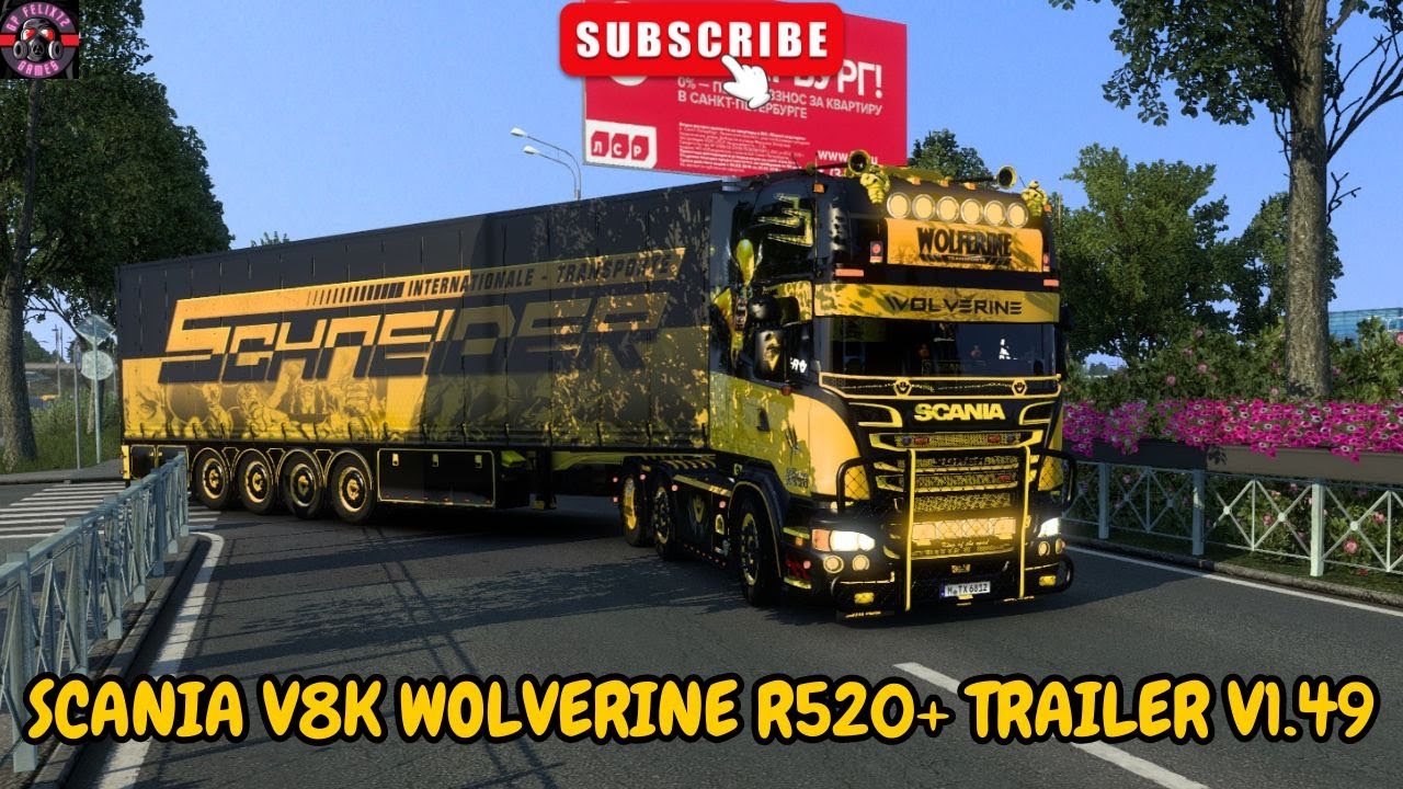[ETS2 1.49] V8K R520 Scania Wolverine + Trailer - YouTube