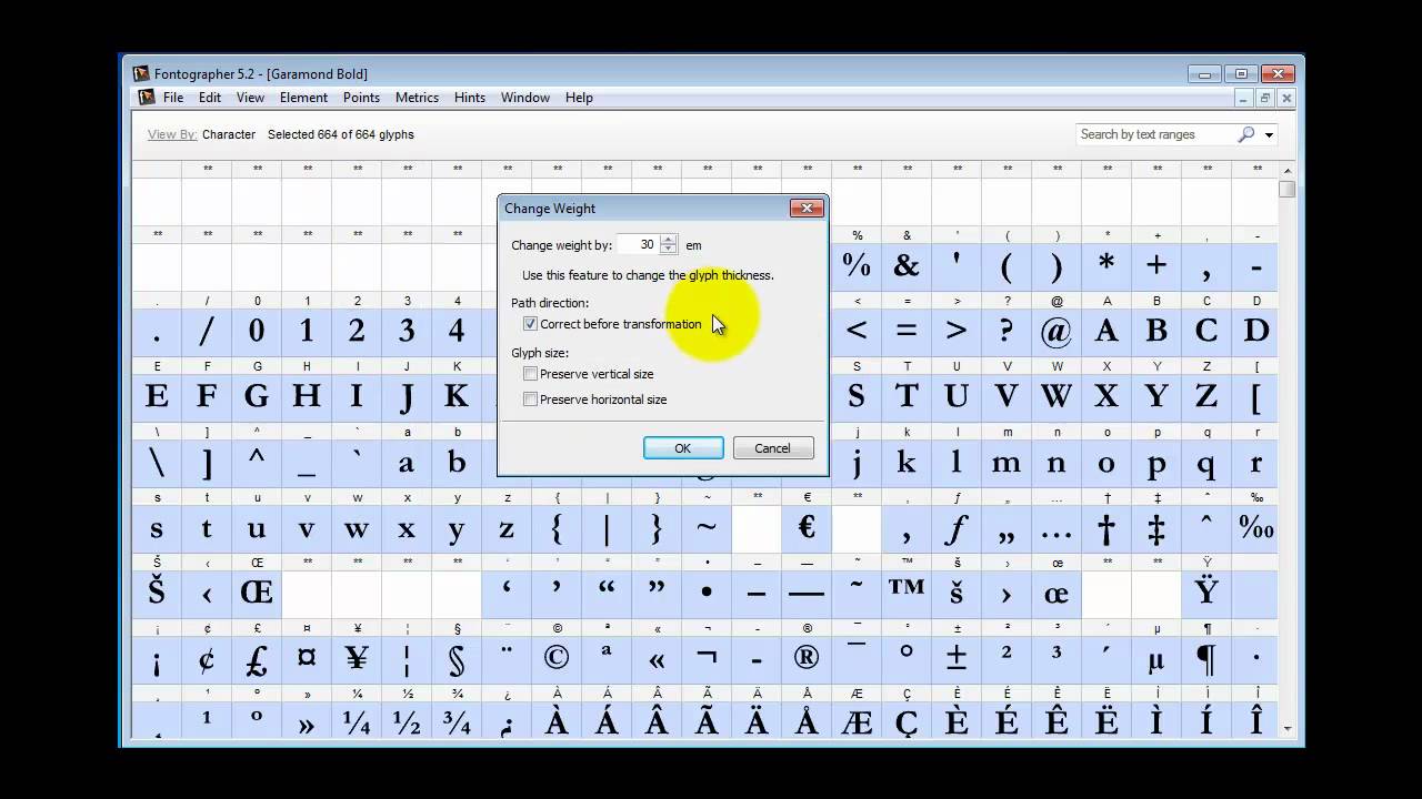 Creating a Bold Font in Fontographer 5 - YouTube