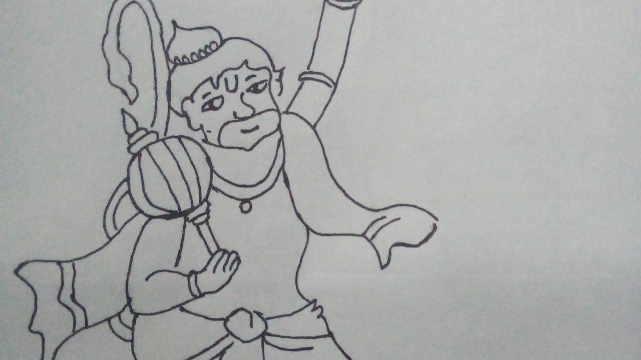 Shree Hanuman drawing step by step | Easy Drawing of Bal Hanuman ...