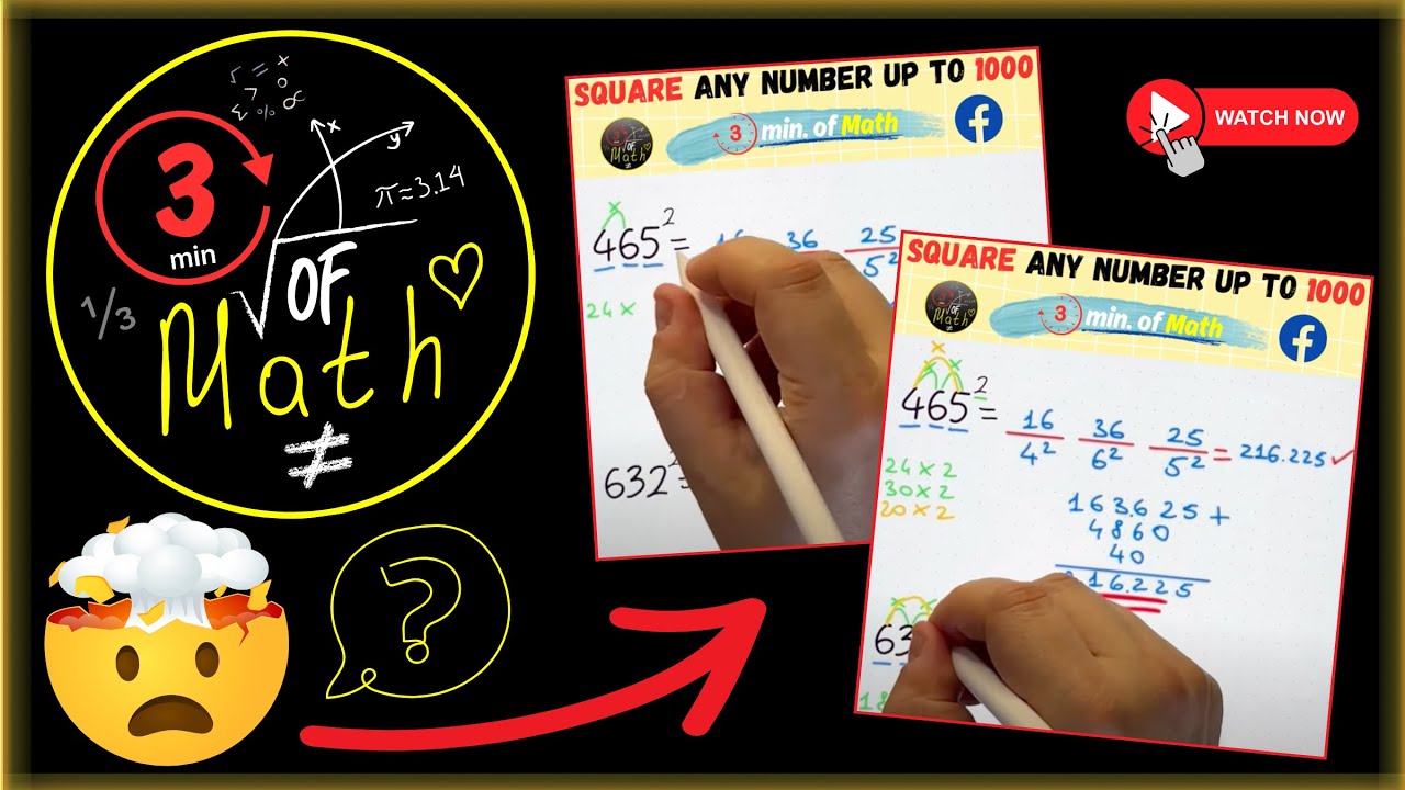 SQUARE ANY NUMBER UP TO 1000 IN SECONDS! part 2 - FAST MATH TRICK! - YouTube