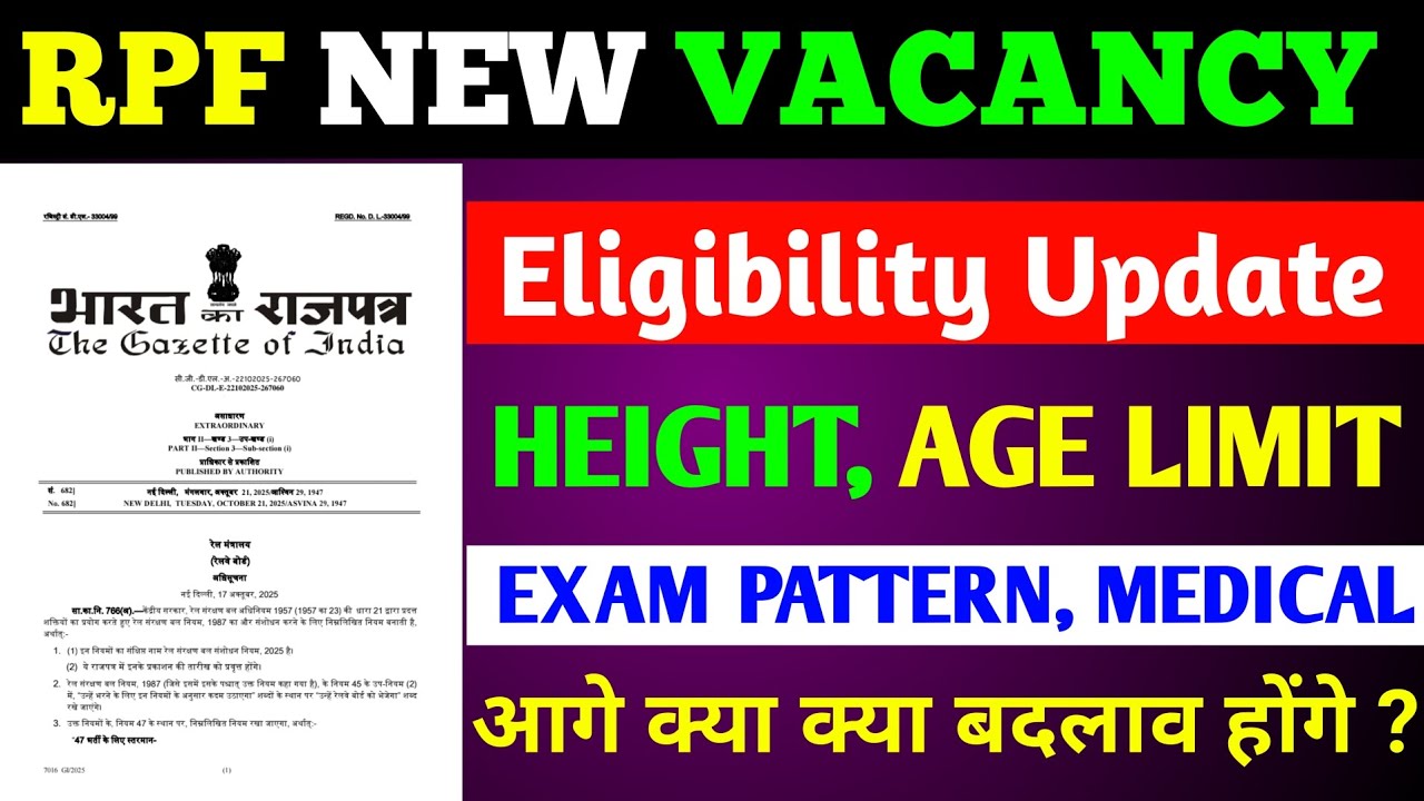 RPF New Vacancy 2025 | Eligibility Update Height, Age, Medical | RPF ...