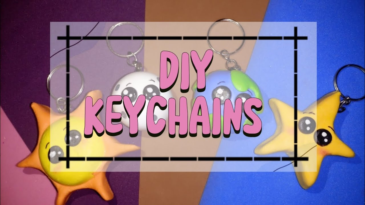 Diy keychains with super clay / celestial body key chains / homemade easy keychains.... - YouTube