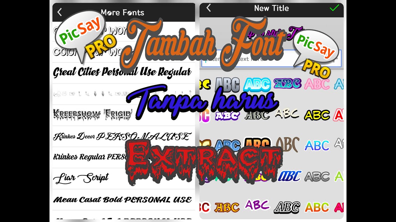 Tambah FONT Picsay Pro tanpa harus ribet extrak | Tutorial Picsay Pro ...
