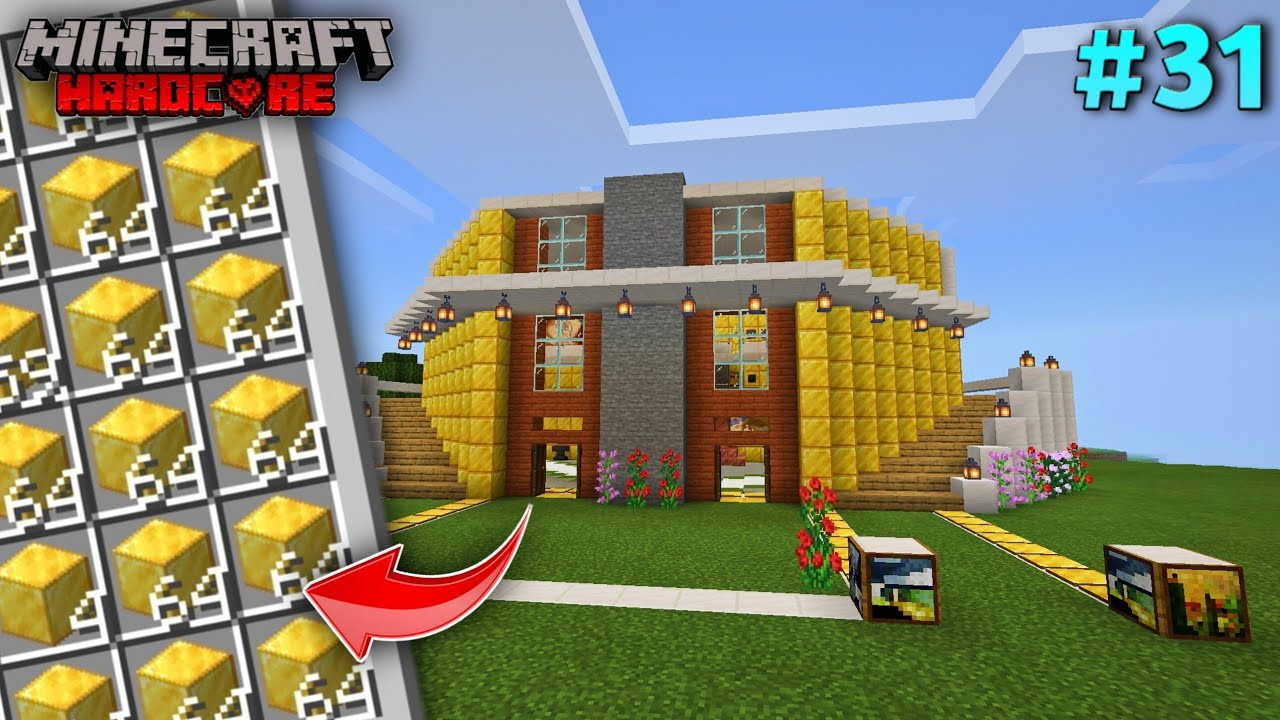 I build a gold mansion in Minecraft hardcore - YouTube