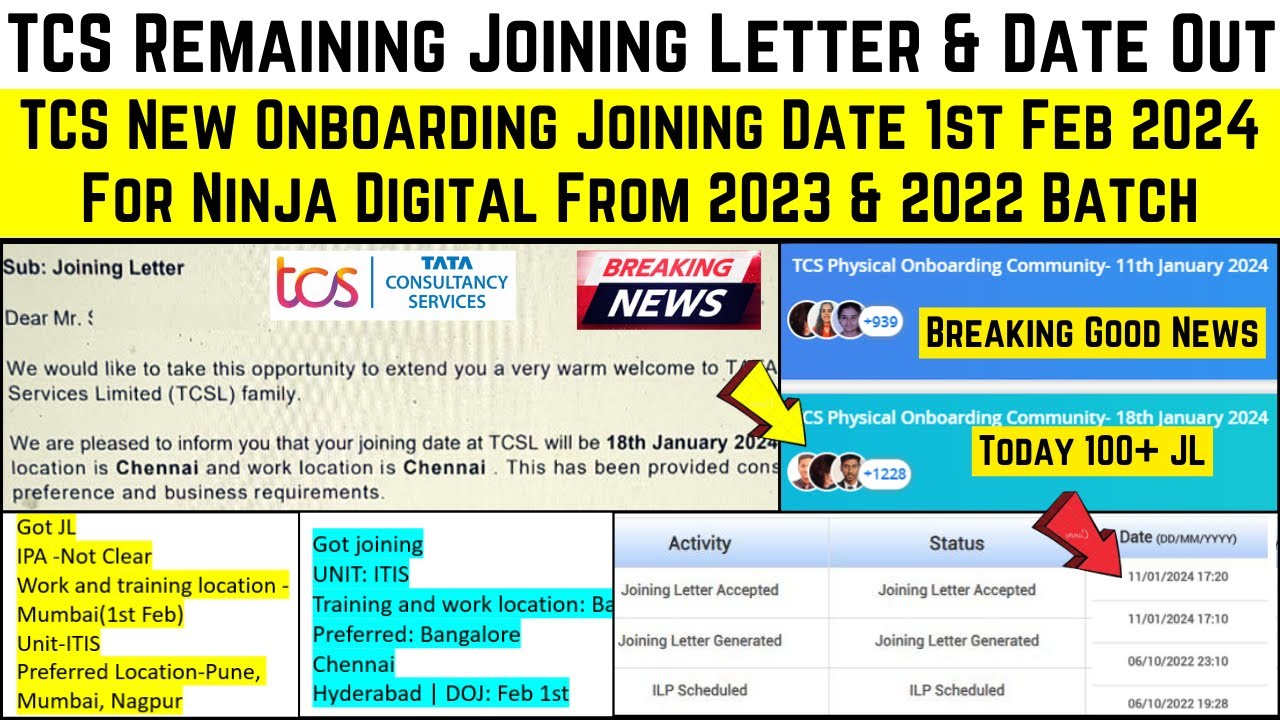 Good News, TCS Remaining Onboarding Update | TCS New Joining Date: 1st ...