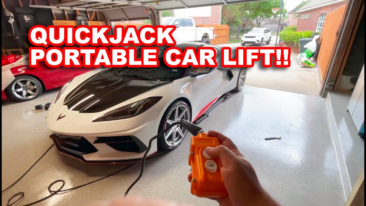 FINALLY QUICKJACK PORTABLE CAR LIFT SYSTEM FOR MY GARAGE!! C8 TEST ...