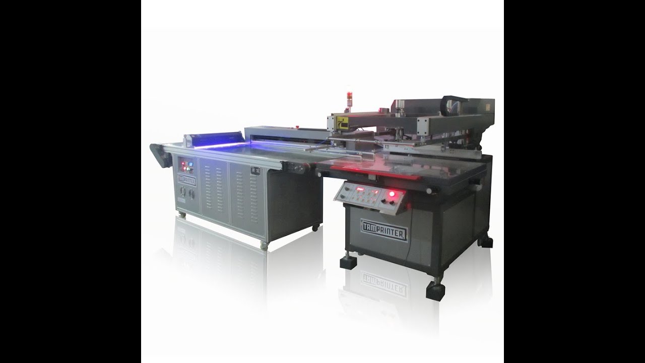 pvc sheet LED UV auto screen printer - YouTube