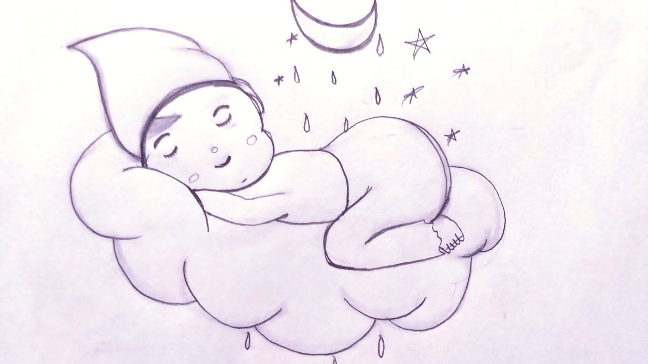 World Sleeping Drawing || sleeping boy drawing || Easy baby sleeping ...