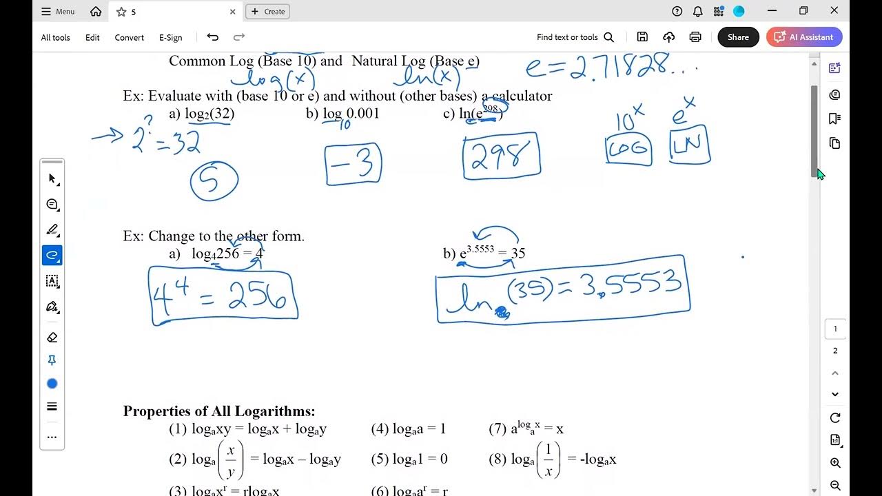 4 3 Logarithmic Functions - YouTube