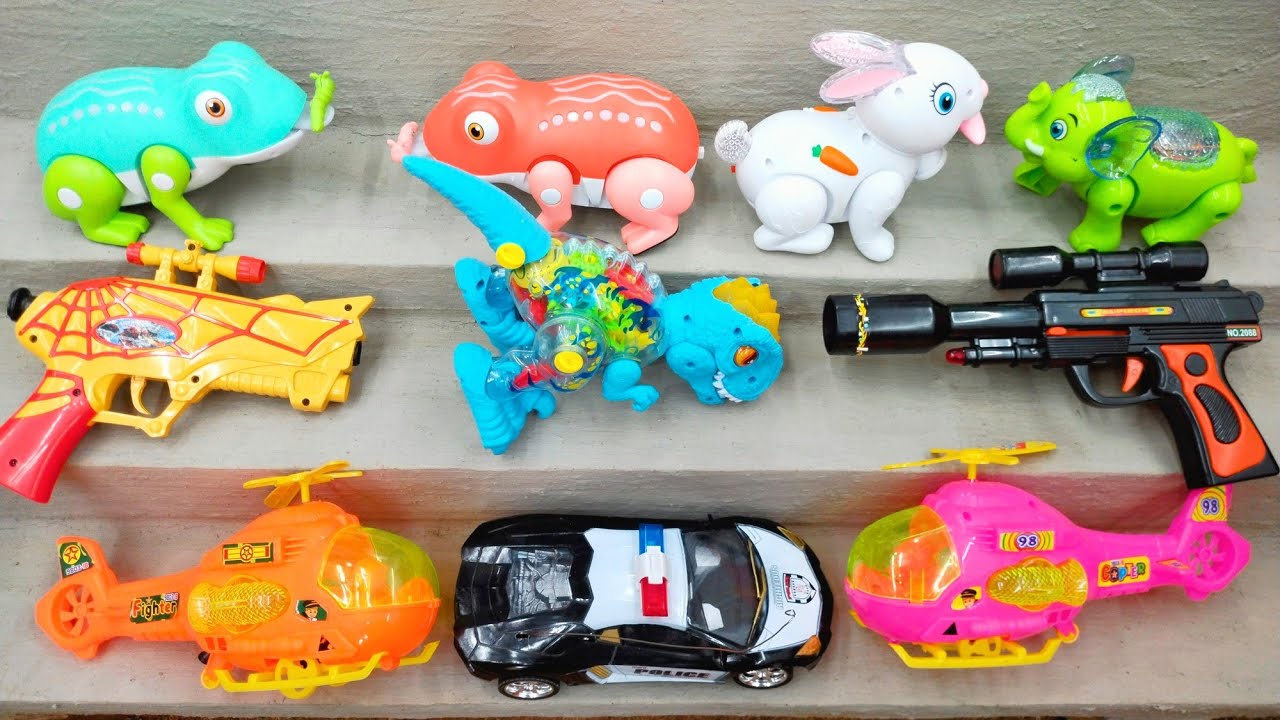 gadi Wala Cartoon| Toy helicopter ka Video|police Car Elephant Dinosaur ...