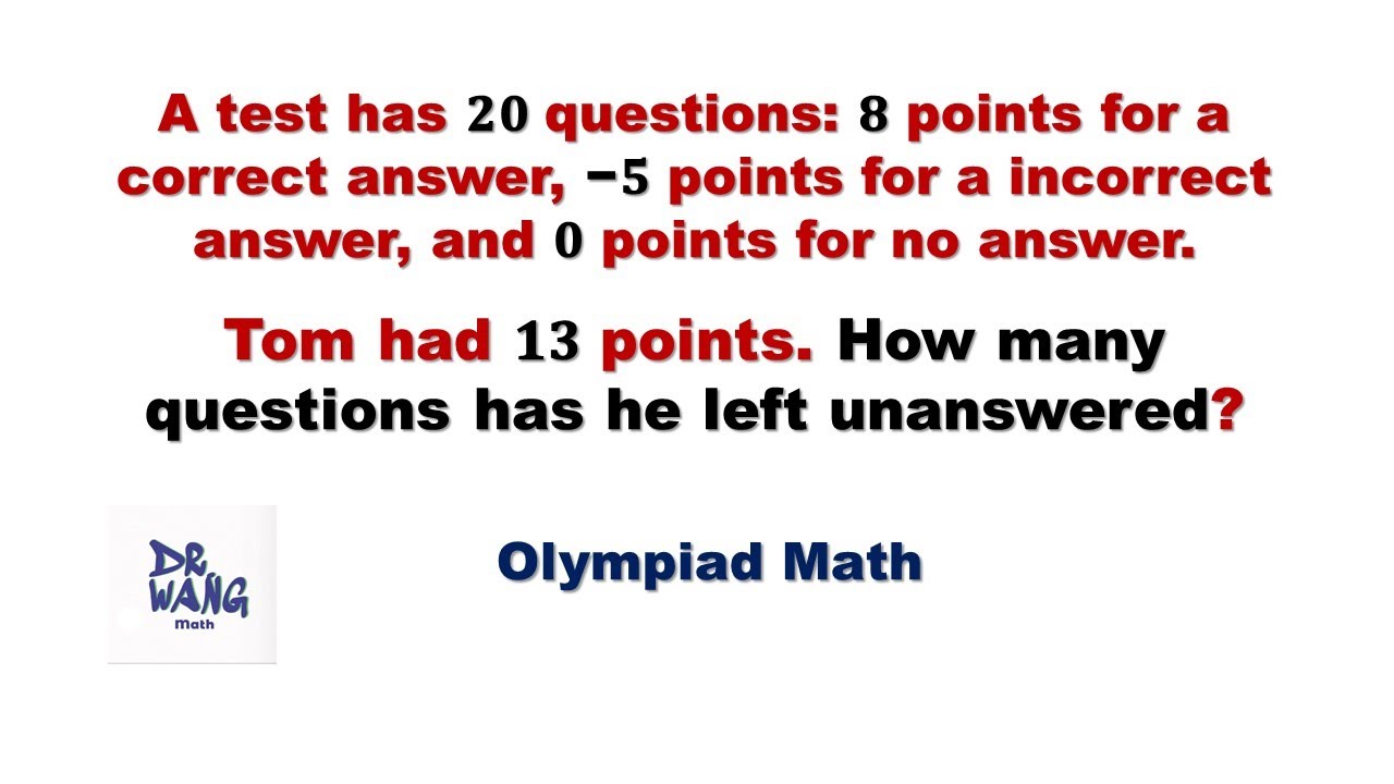 Can you figure out the Word Problem? How many questions has he left ...